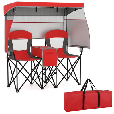 GAINOOM 2-PERSON RED PORTABLE LOVESEAT DOUBLE BEACH CHAIR OVERSIZED ...
