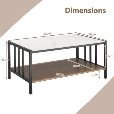 GAINOOM 2-Tier White Coffee Table Rectangular Center Table with ...