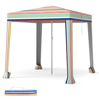 GAINOOM 200 x 200 cm Colorful Beach Cabana Easy Setup Foldable Sun Shelter