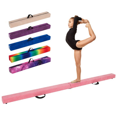 GAINOOM 270CM Pink Folding Balance Beam Portable Floor Gymnastics Equipment