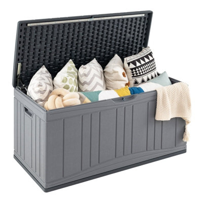 GAINOOM 300 L Patio Grey Deck Box Waterproof Outdoor Plastic Storage ...