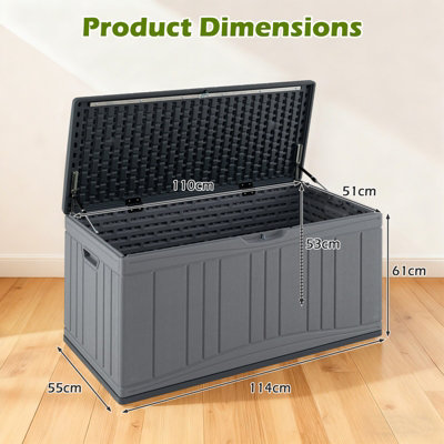 GAINOOM 300 L Patio Grey Deck Box Waterproof Outdoor Plastic Storage ...