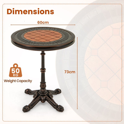 GAINOOM 60CM Round Patio Dining Table Cast Aluminum Dining Table Bronze