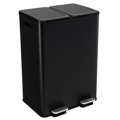 GAINOOM 60L DUAL COMPARTMENT TRASH CAN BLACK 2 X 30L TRASH BIN WITH 2 ...