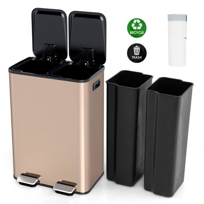 GAINOOM 60L Dual Gold Compartment Trash Can 2 x 30L Trash Bin