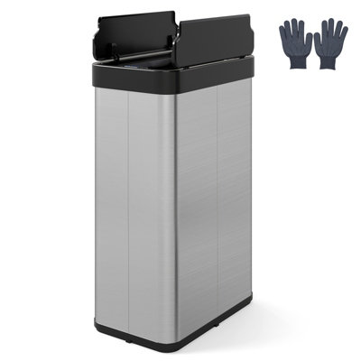 GAINOOM 60L Sliver Trash Can with Wing Lids Infrared Motion Sensor ...
