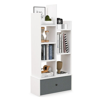 GAINOOM 7 Tier Bookshelf Open Storage Wood Bookcase Organizer Display ...