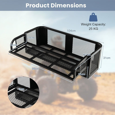GAINOOM ATV Rear Drop Basket Universal Cargo Basket Heavy-Duty Metal ...