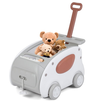 GAINOOM Baby Grey Push Walker 2-In-1 Push and Pull Baby Stroller with ...