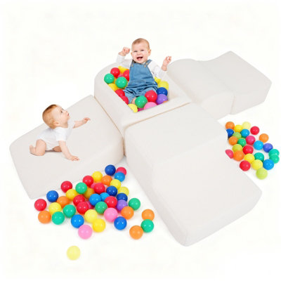 GAINOOM Beige Foam Climbing Blocks for Toddlers 5-Piece Climb and Crawl ...