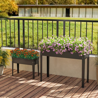 GAINOOM Black Raised Garden Bed Indoor Outdoor Standing Gardening Box ...