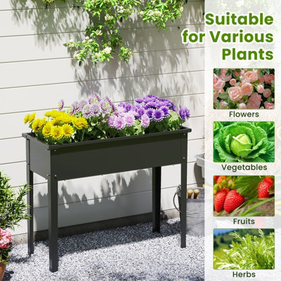 GAINOOM Black Raised Garden Bed Indoor Outdoor Standing Gardening Box ...