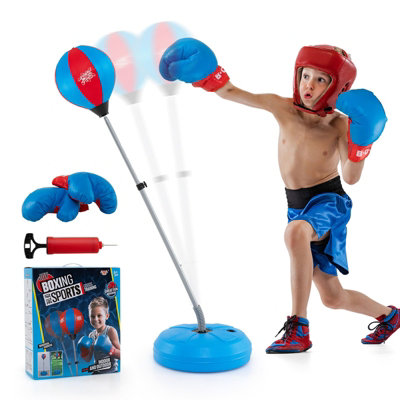 GAINOOM Blue Punching Ball Height Adjustable (122-154cm) Stand Box ...