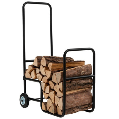 GAINOOM Firewood Cart Rolling Log Carrier Fireplace Log Holder Durable ...
