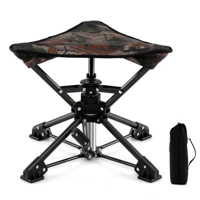 GAINOOM Folding Camo Camping Stool Swivel Hunting Chair w/ Anti-Sink Feet