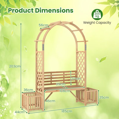 GAINOOM Garden Bench Arbor Arch Wooden for Climbing Plants 2-Person ...
