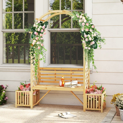 GAINOOM Garden Bench Arbor Arch Wooden for Climbing Plants 2-Person ...