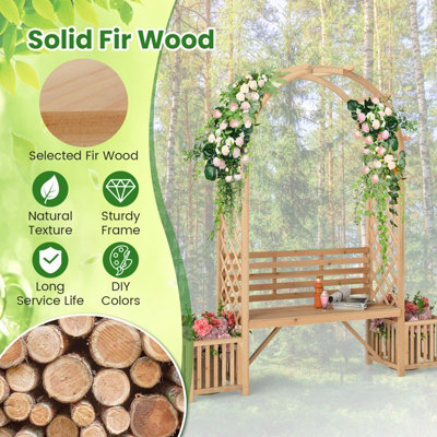 GAINOOM Garden Bench Arbor Arch Wooden for Climbing Plants 2-Person ...