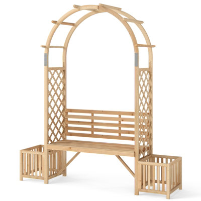 GAINOOM Garden Bench Arbor Arch Wooden for Climbing Plants 2-Person ...