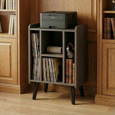 GAINOOM Grey Record Storage Table Record Player Stand Turntable Stand ...