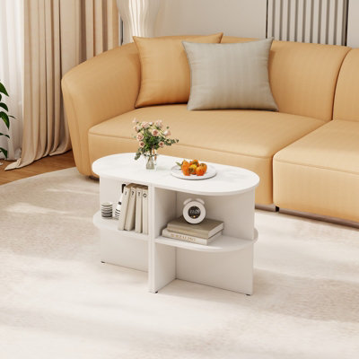 GAINOOM Half Round End Table 2-Tier Half Moon Side Table Semi Circle ...