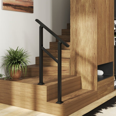 GAINOOM Handrail for Outdoor Steps Metal Hand Rail Fits 0-2 Steps w ...