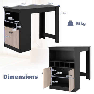 GAINOOM Home 120cm Bar Table Kitchen Counter Height Dining Table w ...