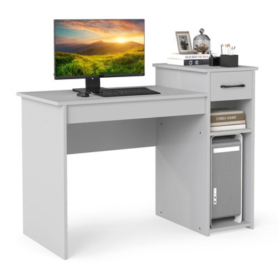 GAINOOM Home Office Grey Computer Desk Laptop PC Desk with Drawer & CPU ...