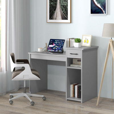 GAINOOM Home Office Grey Computer Desk Laptop PC Desk with Drawer & CPU ...