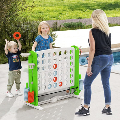 GAINOOM Jumbo 4-in-a Row Game Set Green Height Adjustable 4-to-score ...