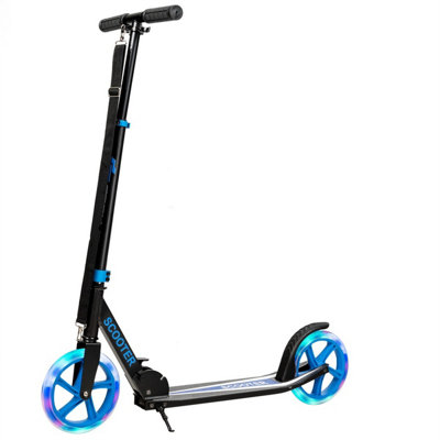 GAINOOM Kick Blue Scooter for Teens & Adults 2 Light Up Wheels Scooter ...