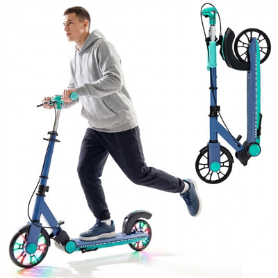 GAINOOM Kick Green Scooter for 6+ Foldable Scooter w/ 2 Light-up Wheels