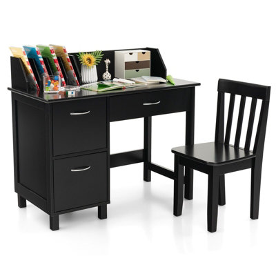 GAINOOM Kids Desk and Chair Set Wooden Children Study Table &Chair ...