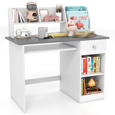GAINOOM Kids Grey Multifunctional Student Desk Wooden Writing Table for ...