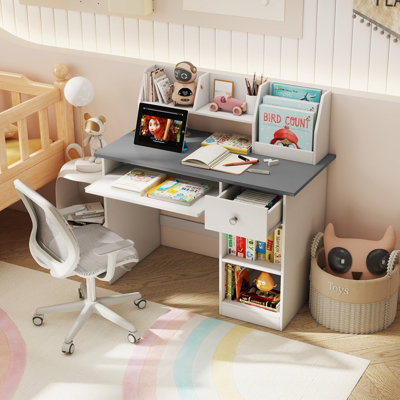 GAINOOM Kids Grey Multifunctional Student Desk Wooden Writing Table for ...
