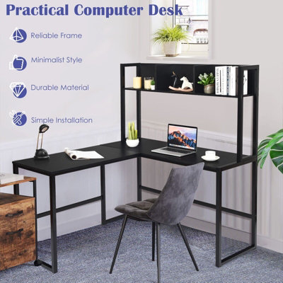 GAINOOM L-Shaped Corner Computer Desk Large PC Table Workstation with ...