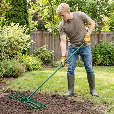 GAINOOM Lawn Leveling Rake Green Heavy Duty Lawn Level Tool for Soil ...