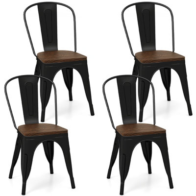 GAINOOM Metal Dining Chairs Set of 4 Stackable Kitchen Side Chairs