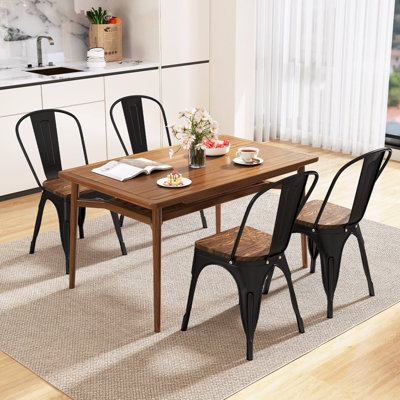GAINOOM Metal Dining Chairs Set of 4 Stackable Kitchen Side Chairs