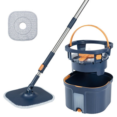 GAINOOM Navy Spin Mop and Bucket Set 360 Degree Deep Cleaning Mops