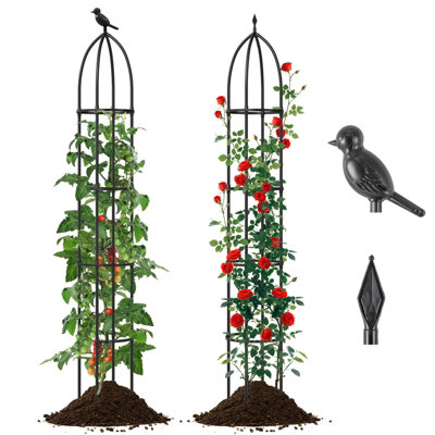 GAINOOM Outdoor 2-Pack 197 cm Tall Metal Obelisk Trellis Garden Trellis ...