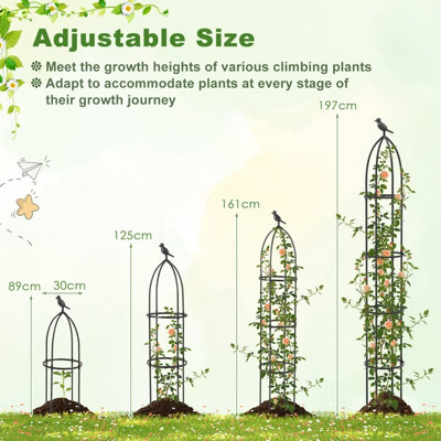 GAINOOM Outdoor 2-Pack 197 cm Tall Metal Obelisk Trellis Garden Trellis ...