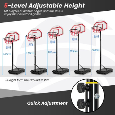 GAINOOM Outdoor Portable Basketball Hoop Height Adjustable Basketball ...