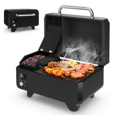 GAINOOM Portable Pellet Grill Black w/ Digital Control Wood Pellet ...