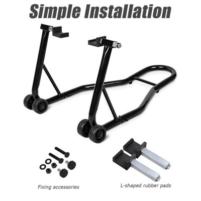 GAINOOM Portable Steel Black Motorcycle Stand Sport Bike Rear Wheel ...