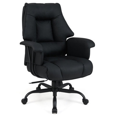 GAINOOM PU Leather Computer Chair Black Ergonomic Office Chair w ...