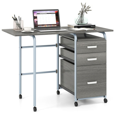 GAINOOM Rolling Computer Desk for Small Space Mobile Study Writing Desk ...