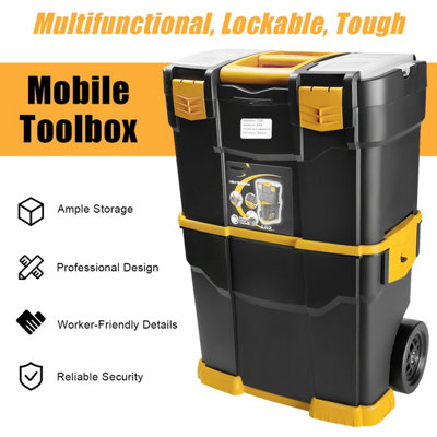 GAINOOM Rolling Stackable Toolbox Heavy Duty Mobile Toolbox Portable 3 ...
