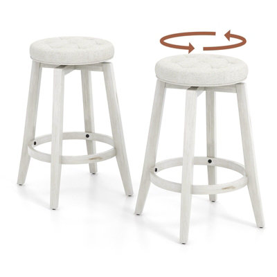 GAINOOM Set of 2 66cm Bar Stools Kitchen Upholstered Counter Height ...
