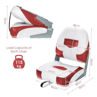 GAINOOM Set of 2 Folding Low-Back Boat Chair Ergonomic Fishing Yacht ...